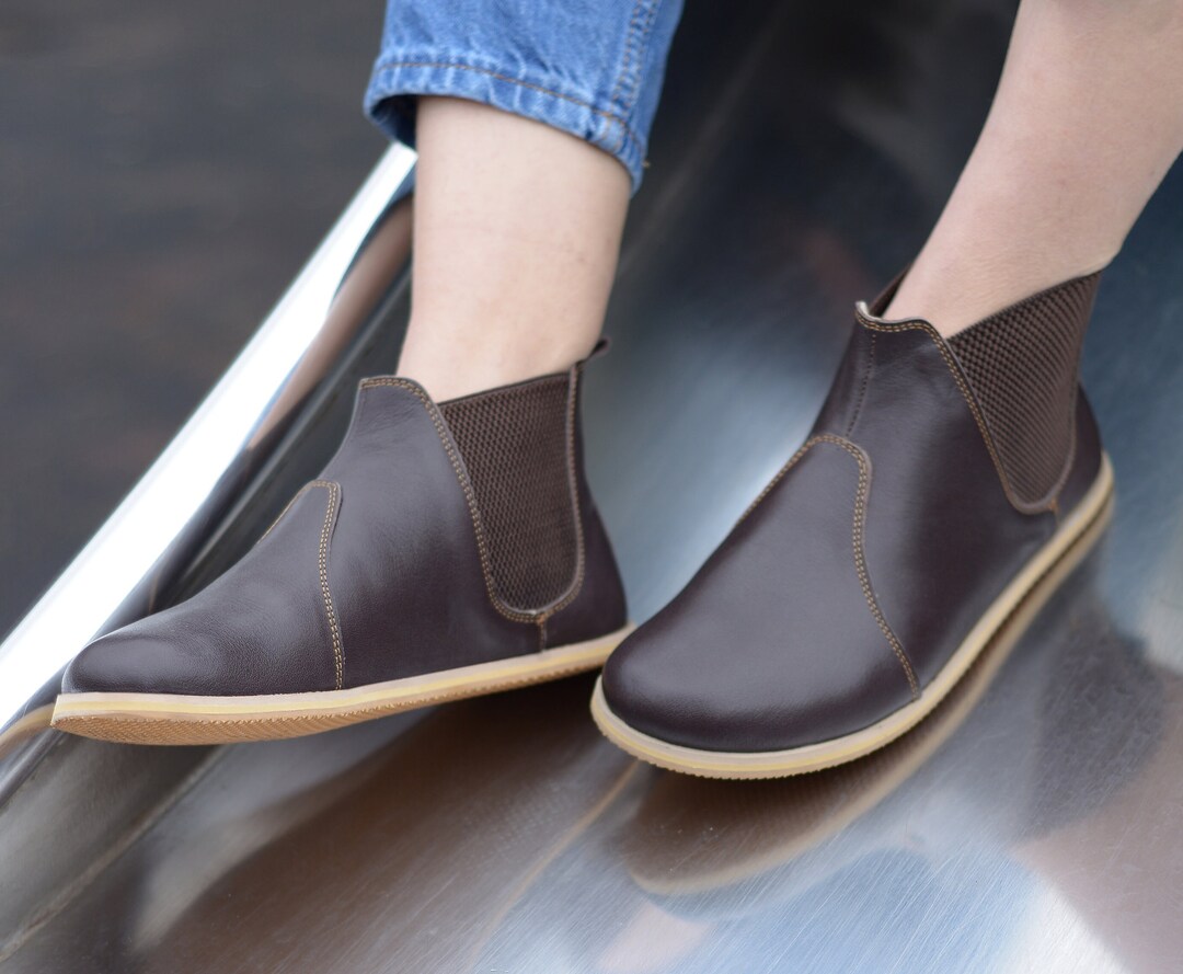 Women Handmade Chelsea Boots, Zero Drop Smooth Leather Boots, Widetoe ...