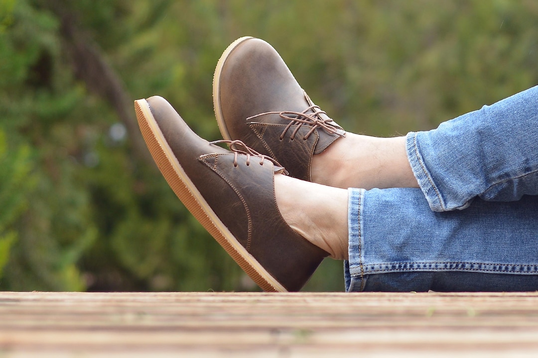 Handmade Leather Oxford Barefoot Shoes: Copper Riveted Grounding Shoe ...