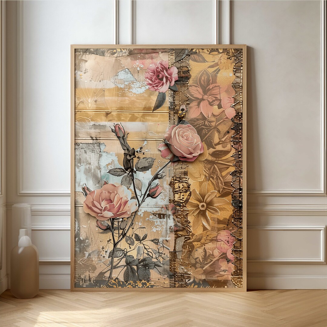 Vintage Floral Rose Poster Elegant Botanical Wall Art for Home Decor - Etsy