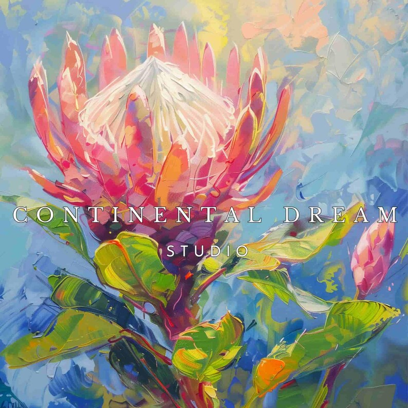 Bright Abstract Flower Poster - Protea Botanical Art Print for Wall ...