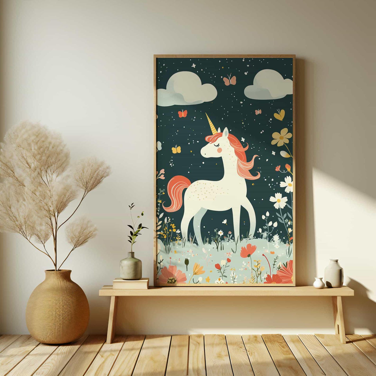 Magical Unicorn Poster - Whimsical Kids Room Decor Art Illustration - Etsy