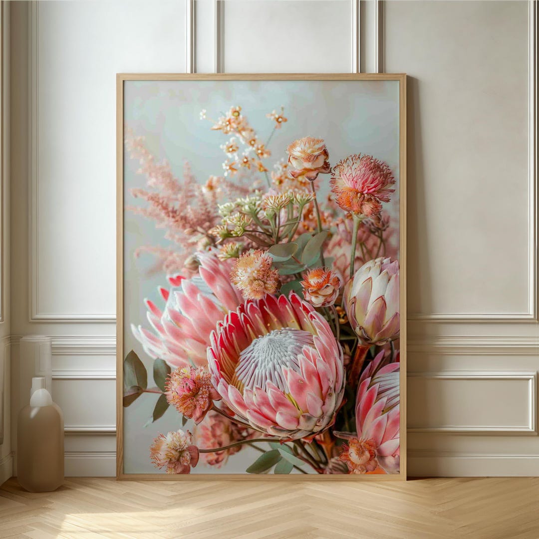Blushing Protea Bouquet - Stunning Floral Artwork, Ideal for ...
