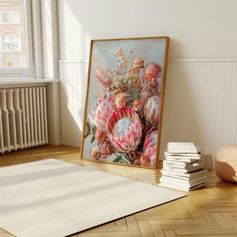 Blushing Protea Bouquet Stunning Floral Artwork, Ideal for Contemporary ...
