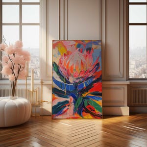 Modern Abstract Flower Poster - Colorful Floral Wall Art Decoration - Etsy