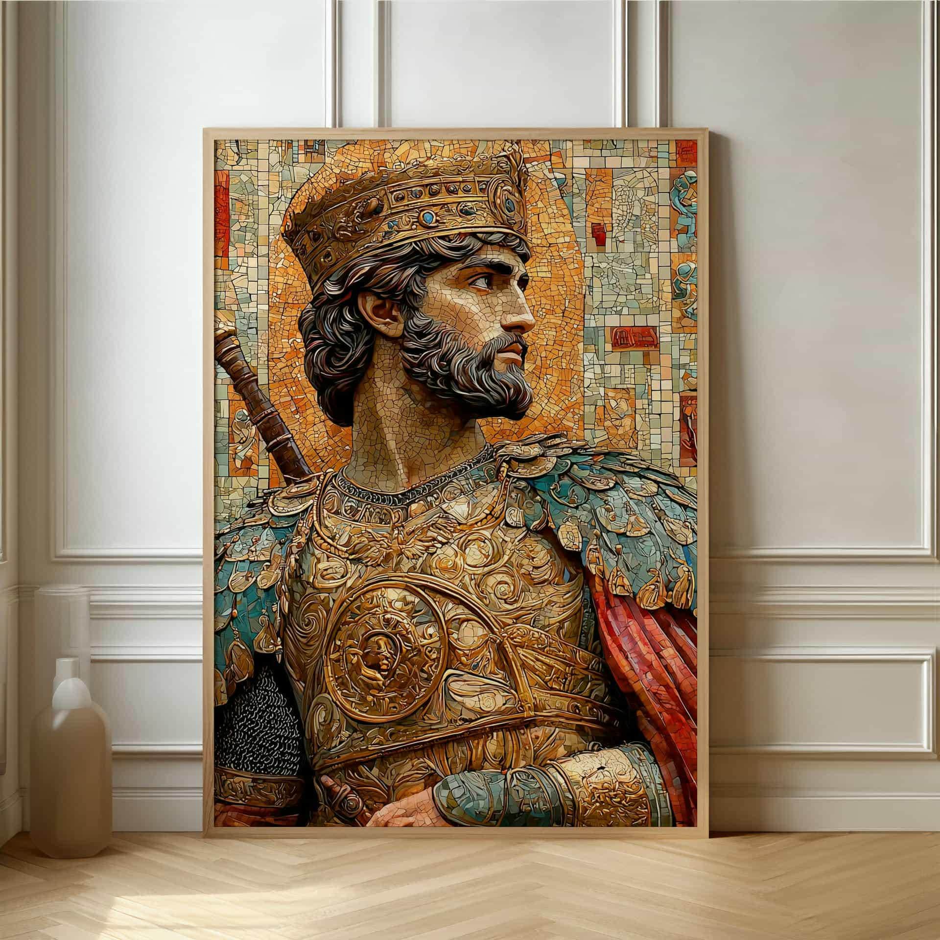 Majestic Emperor Mosaic Poster - Classic Byzantine Style Wall Art - Etsy