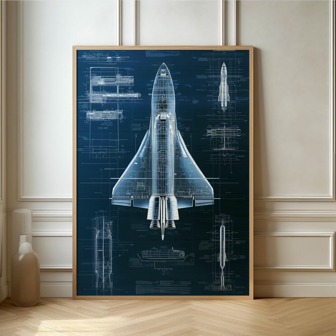 Futuristic Rocket Design Poster - Detailed Space Shuttle Blueprint ...