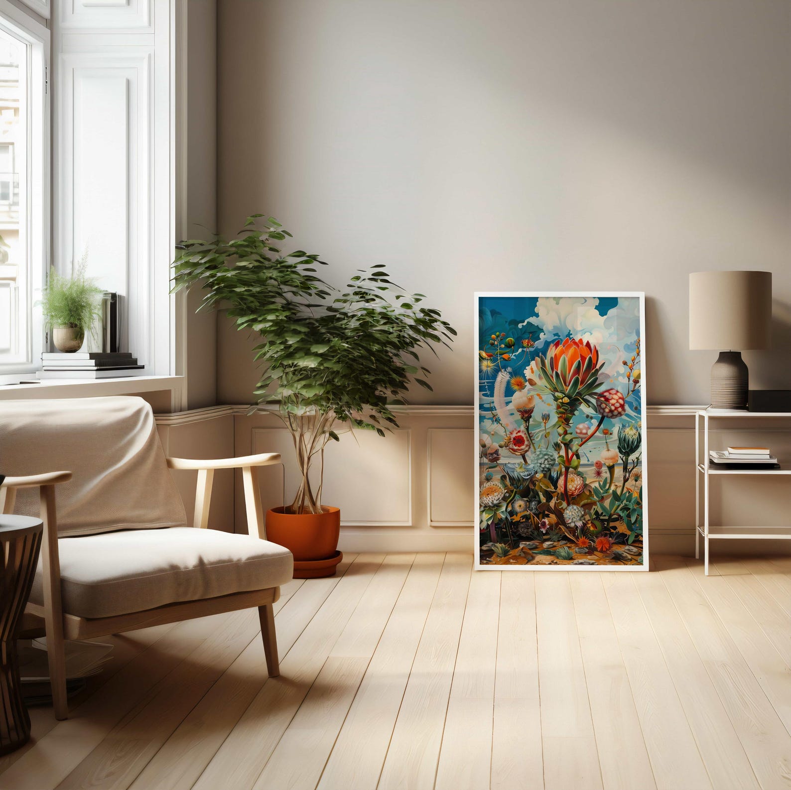 Whimsical Flower Landscape Poster - Dreamlike Botanical Art Print - Etsy