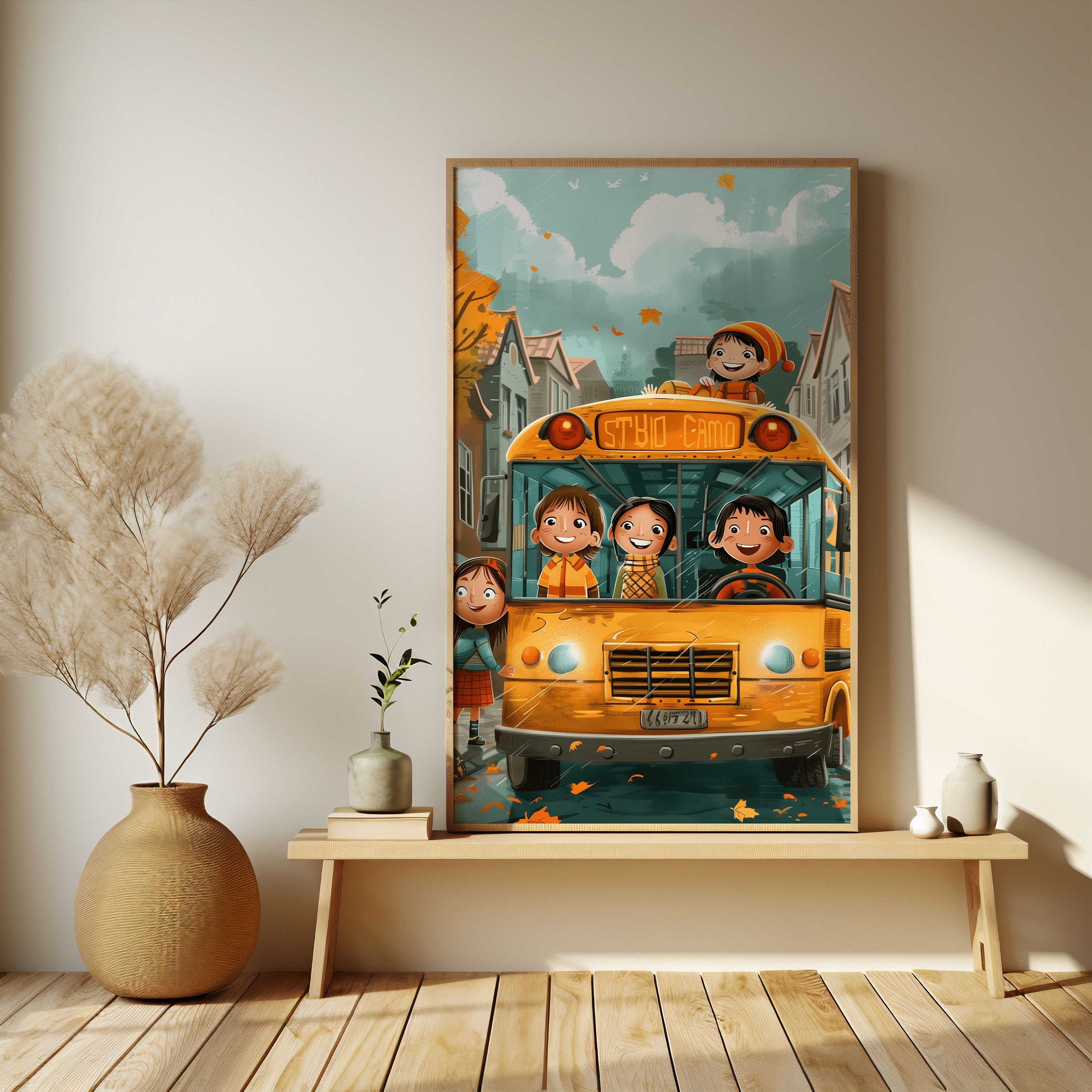 Whimsical School Bus Ride Poster - Colorful Kids Art for Classroom or ...