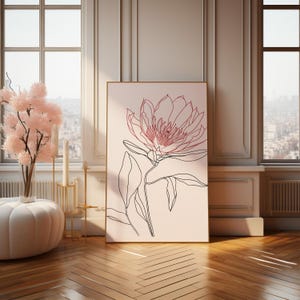 Modern Botanical Line Drawing Poster - Simple Flower Art Print - Etsy