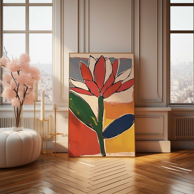 Colorful Floral Poster - Contemporary Abstract Flower Art for Living ...