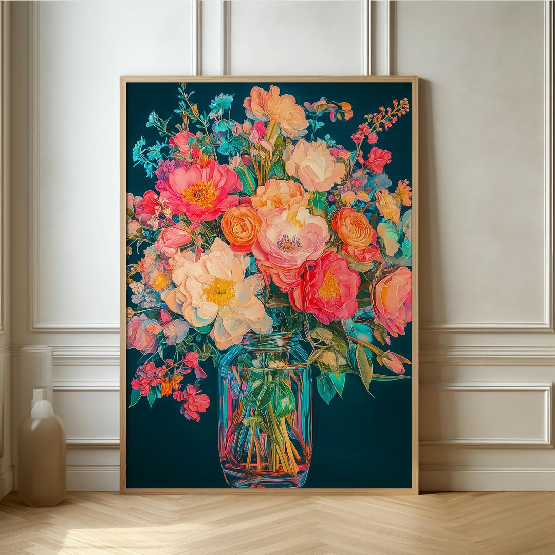 Blooming Bouquet Poster - Lively Flower Art Print, Ideal for Modern ...