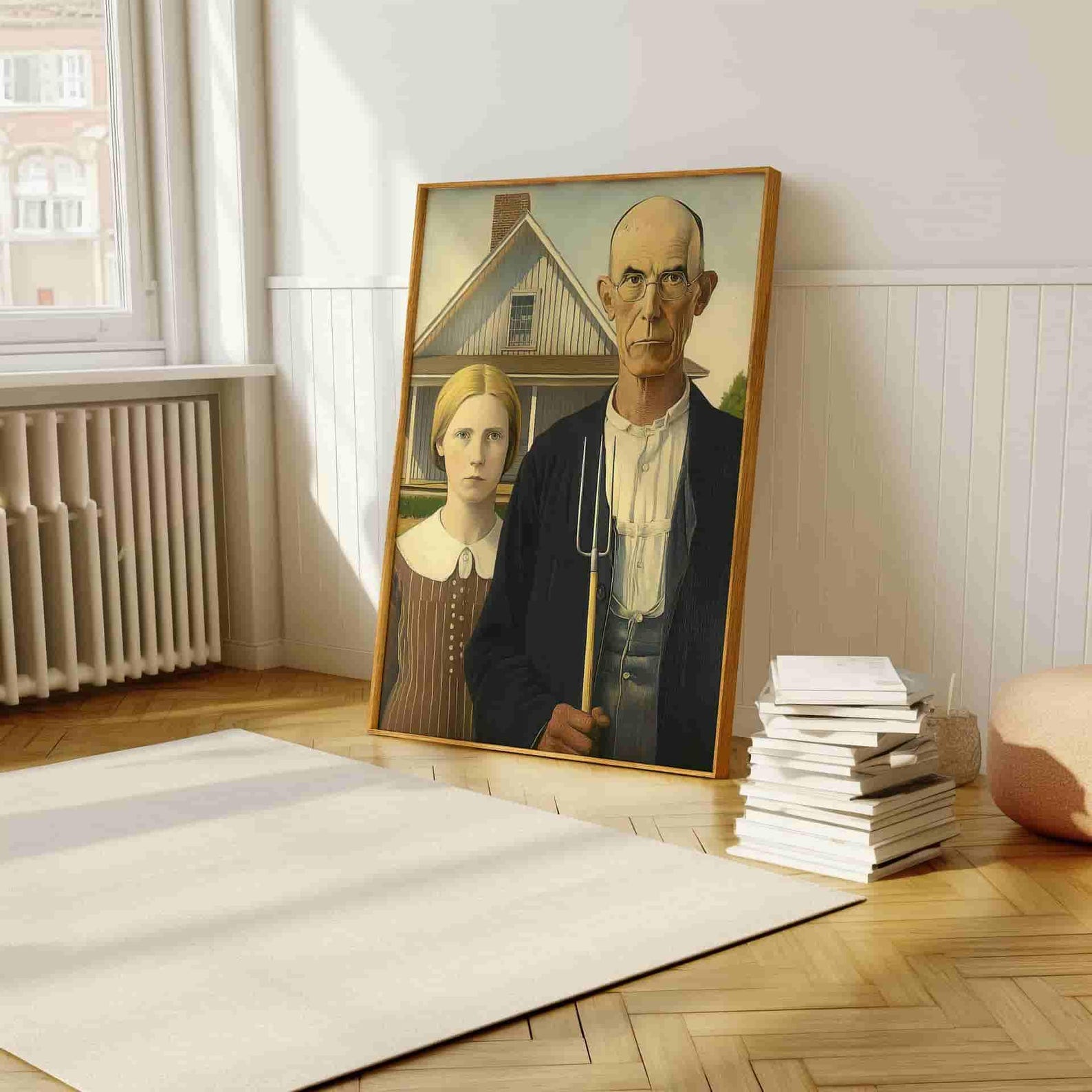 American Gothic Art Print – Iconic Farmer and Daughter, Vintage Wall ...