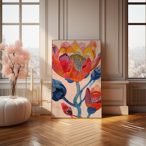 Eye-catching Abstract Botanical Poster - Colorful Modern Wall Art - Etsy