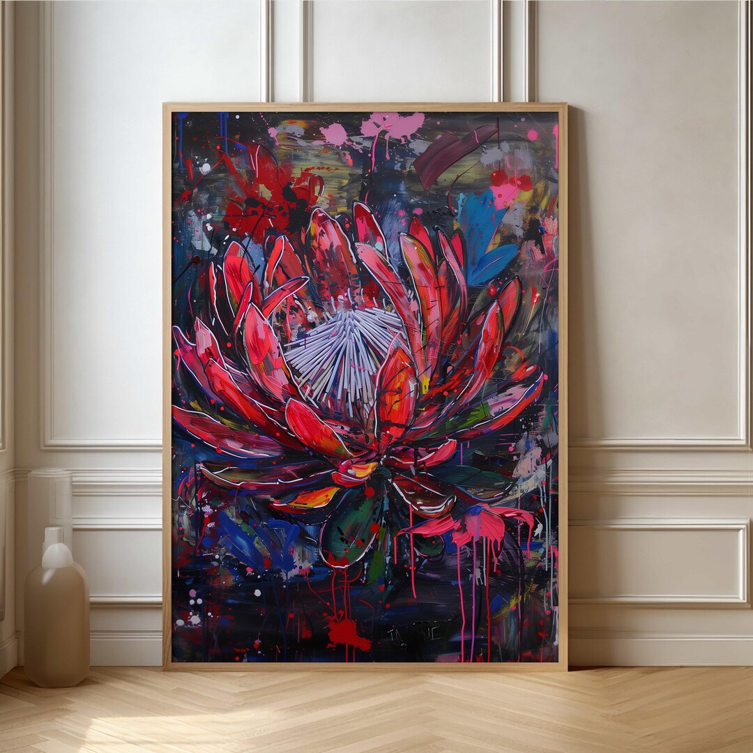 Abstract Protea Flower Art Print – Bold Floral Wall Decor - Etsy