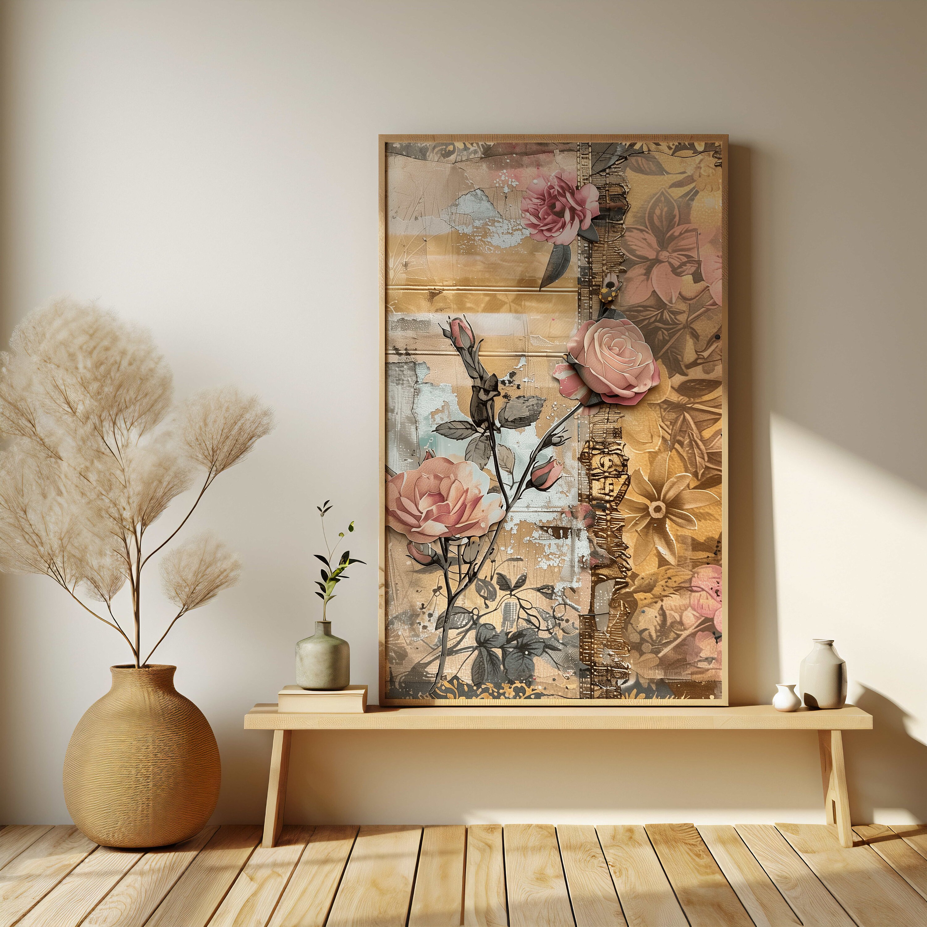 Vintage Floral Rose Poster Elegant Botanical Wall Art for Home Decor - Etsy