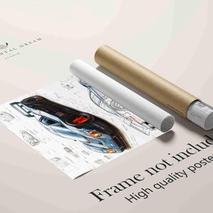 High-performance Car Blueprint Poster - Stylish Automotive Sketch Decor ...