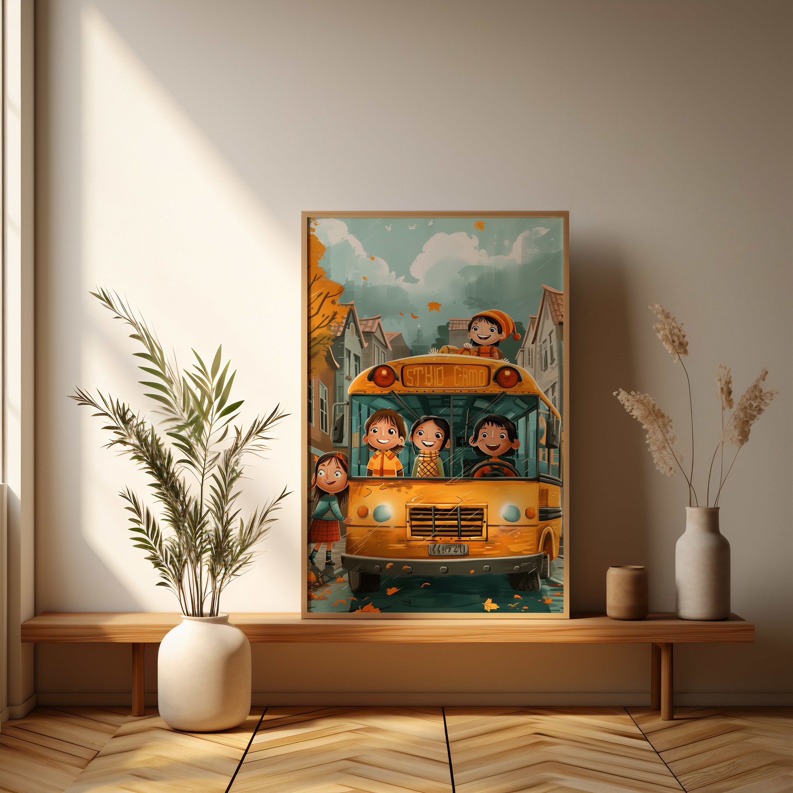 Whimsical School Bus Ride Poster - Colorful Kids Art for Classroom or ...