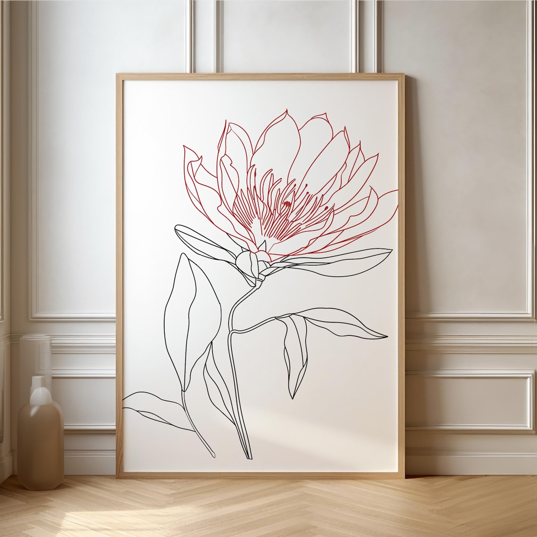 Modern Botanical Line Drawing Poster - Simple Flower Art Print - Etsy