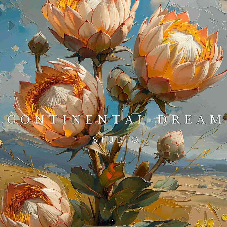 Exquisite Protea Bouquet Painting Poster - Floral Artwork for Natural ...