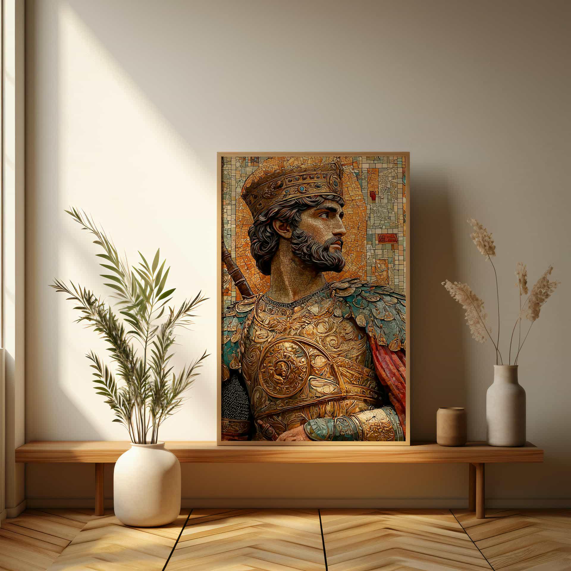 Majestic Emperor Mosaic Poster - Classic Byzantine Style Wall Art - Etsy