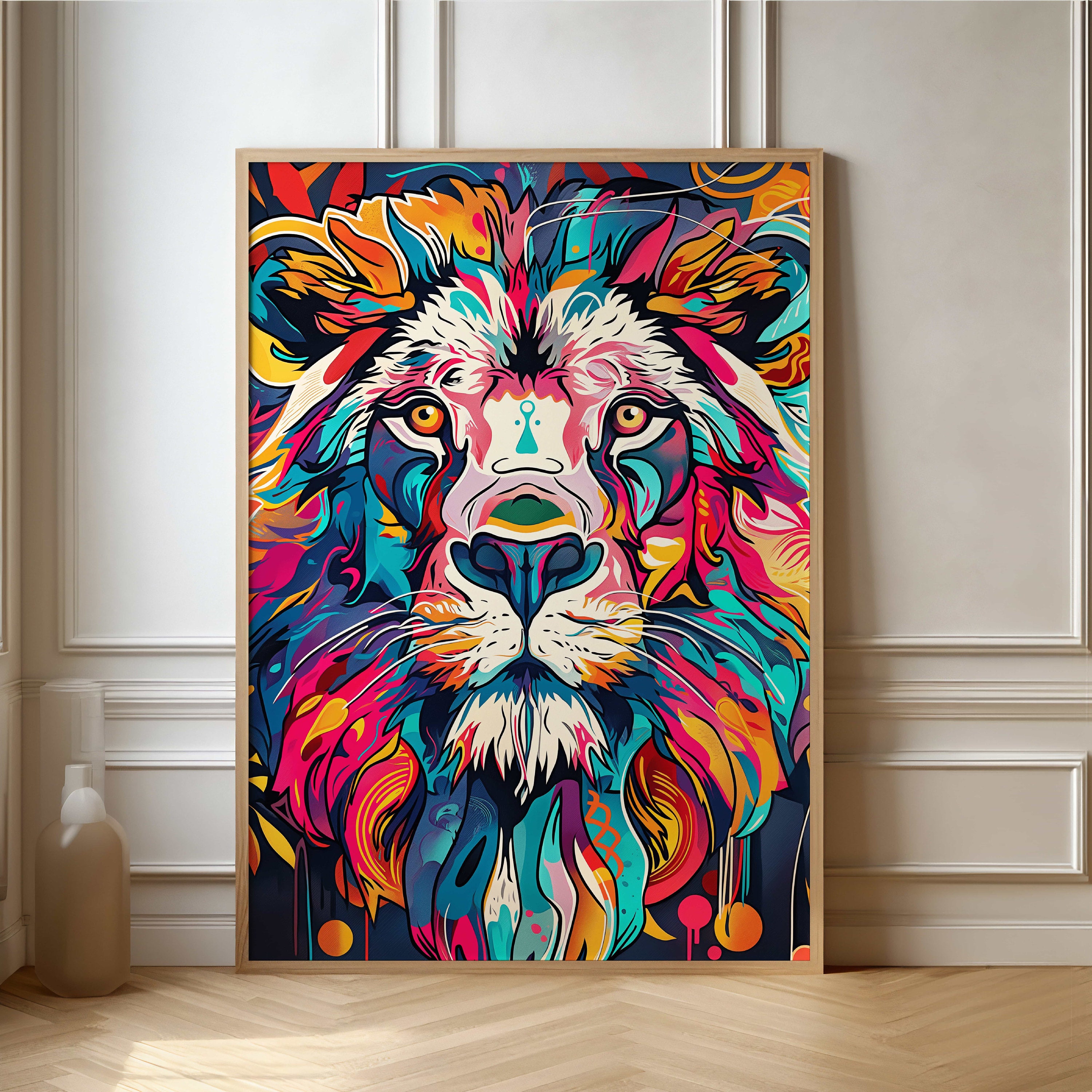 Bold Abstract Lion Poster Multicolored Modern Animal Art Print - Etsy