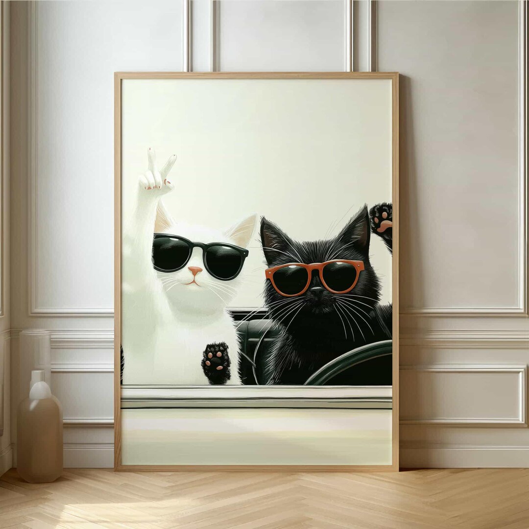 Cool Cats Poster - Fun and Retro Cat Art Print for Home Decor - Etsy