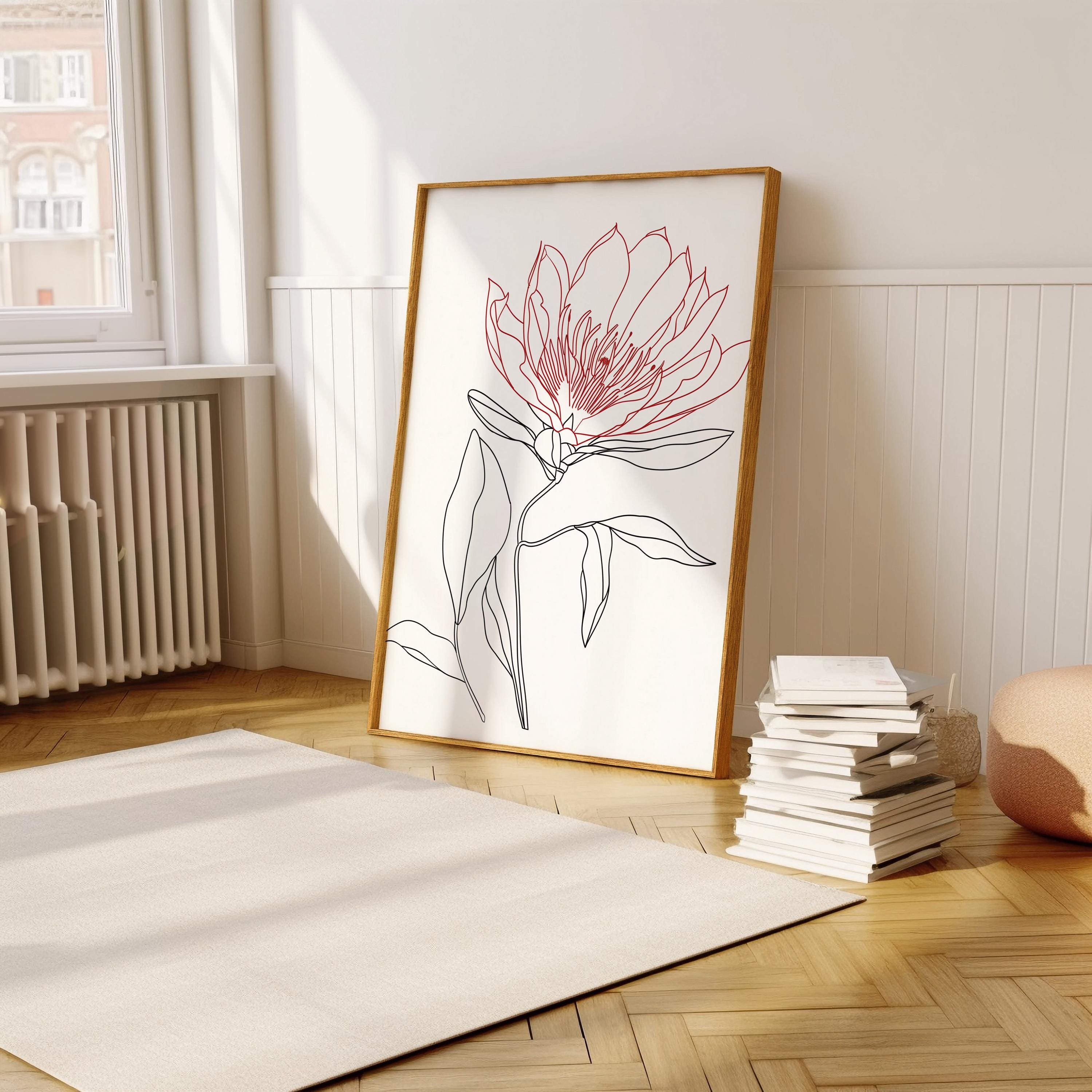 Modern Botanical Line Drawing Poster - Simple Flower Art Print - Etsy