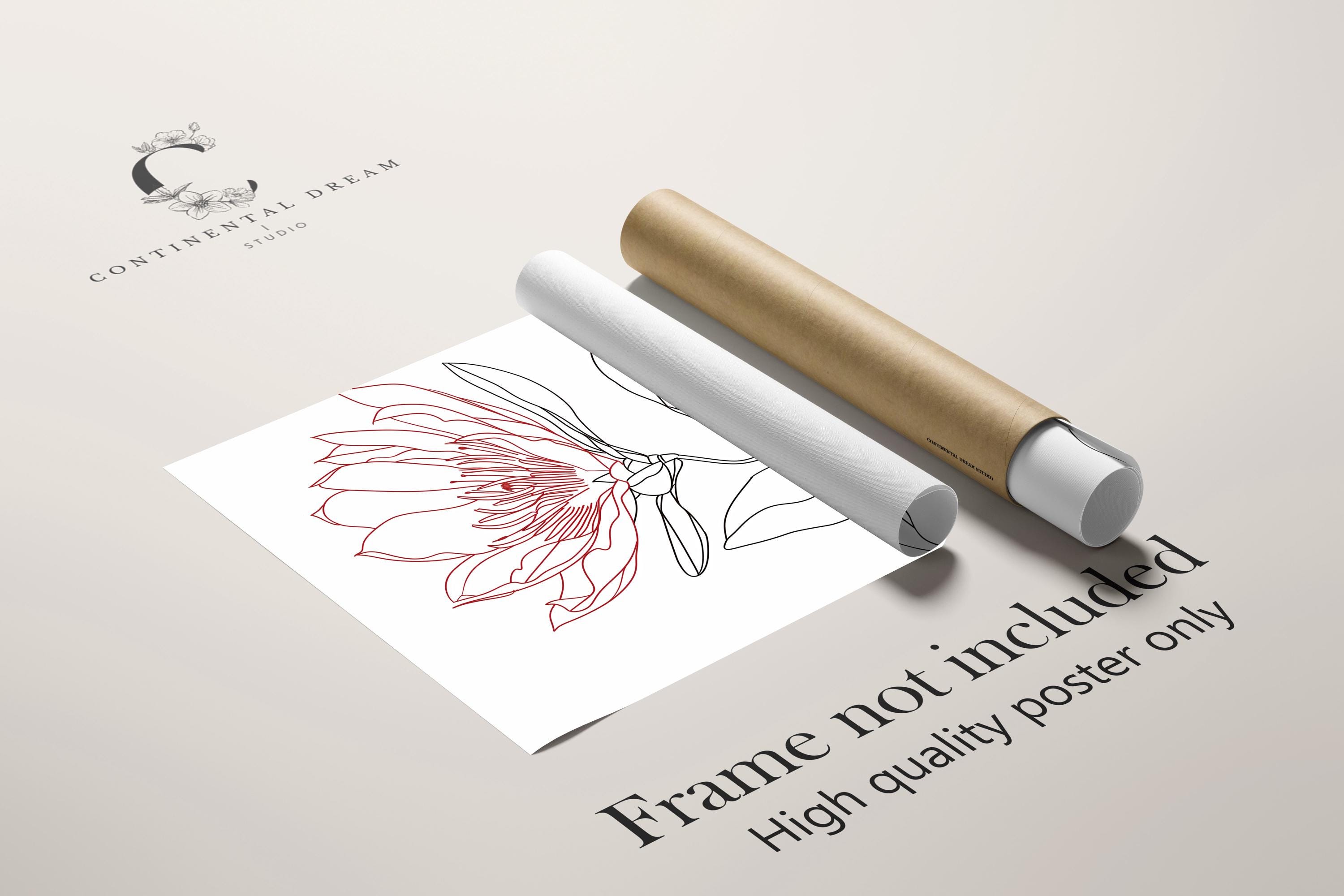 Modern Botanical Line Drawing Poster - Simple Flower Art Print - Etsy