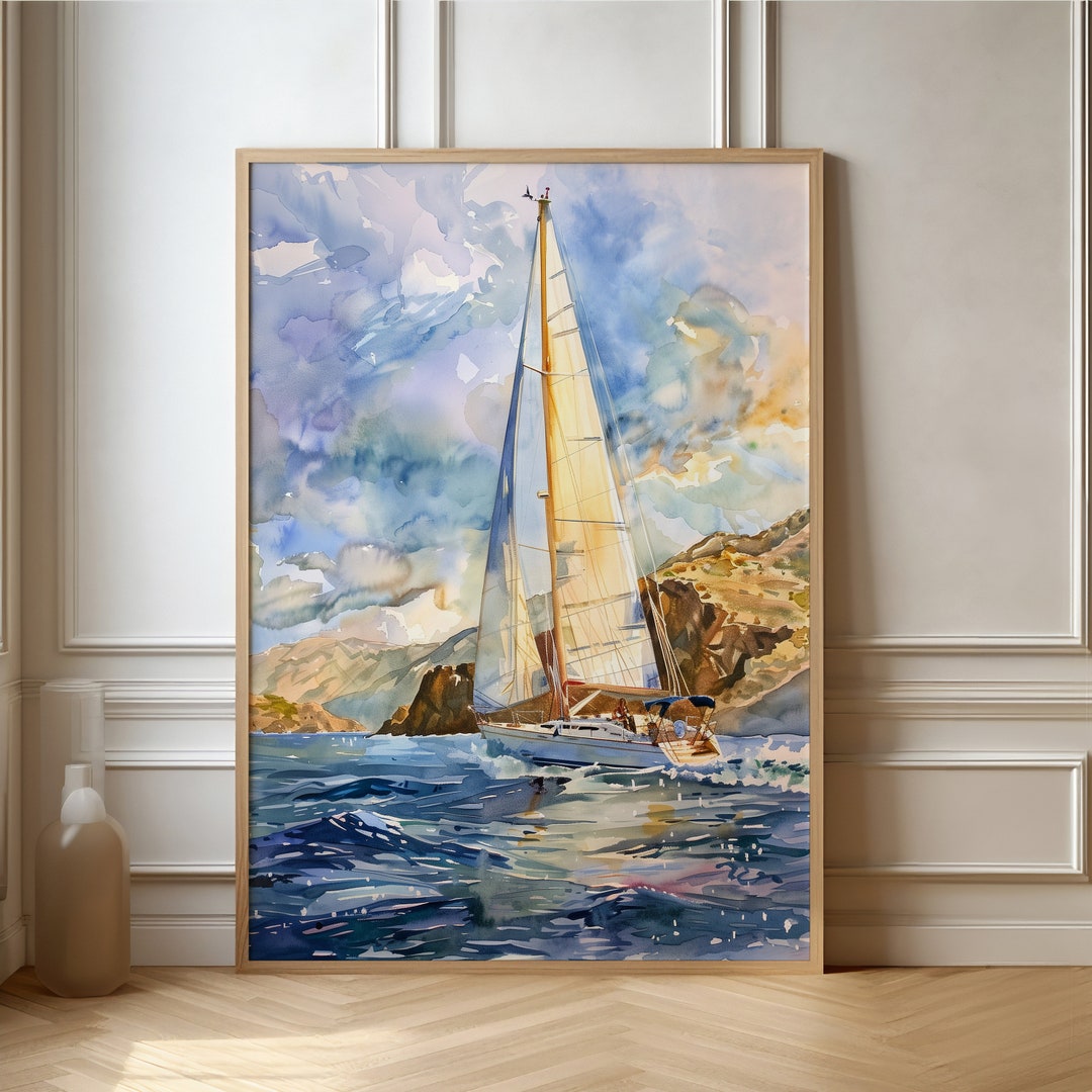 Nautical Wall Art - Majestic Sailboat on Open Water - Yacht Poster - Etsy