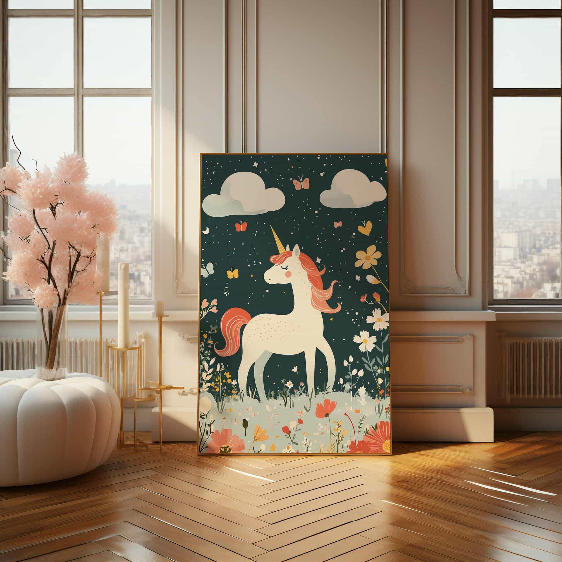 Magical Unicorn Poster - Whimsical Kids Room Decor Art Illustration - Etsy