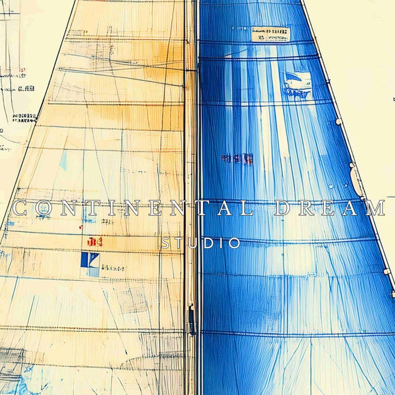 Vintage Sailboat Diagram Poster - Nautical Blueprint Art for Home Decor ...