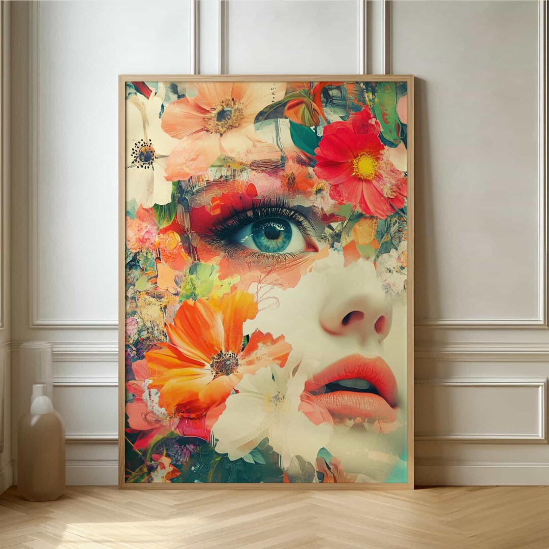Eye-catching Floral Face Poster - Modern Abstract Artwork for Stylish ...
