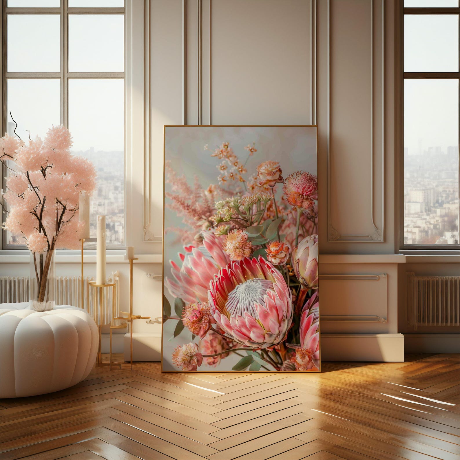 Blushing Protea Bouquet Stunning Floral Artwork, Ideal for Contemporary ...