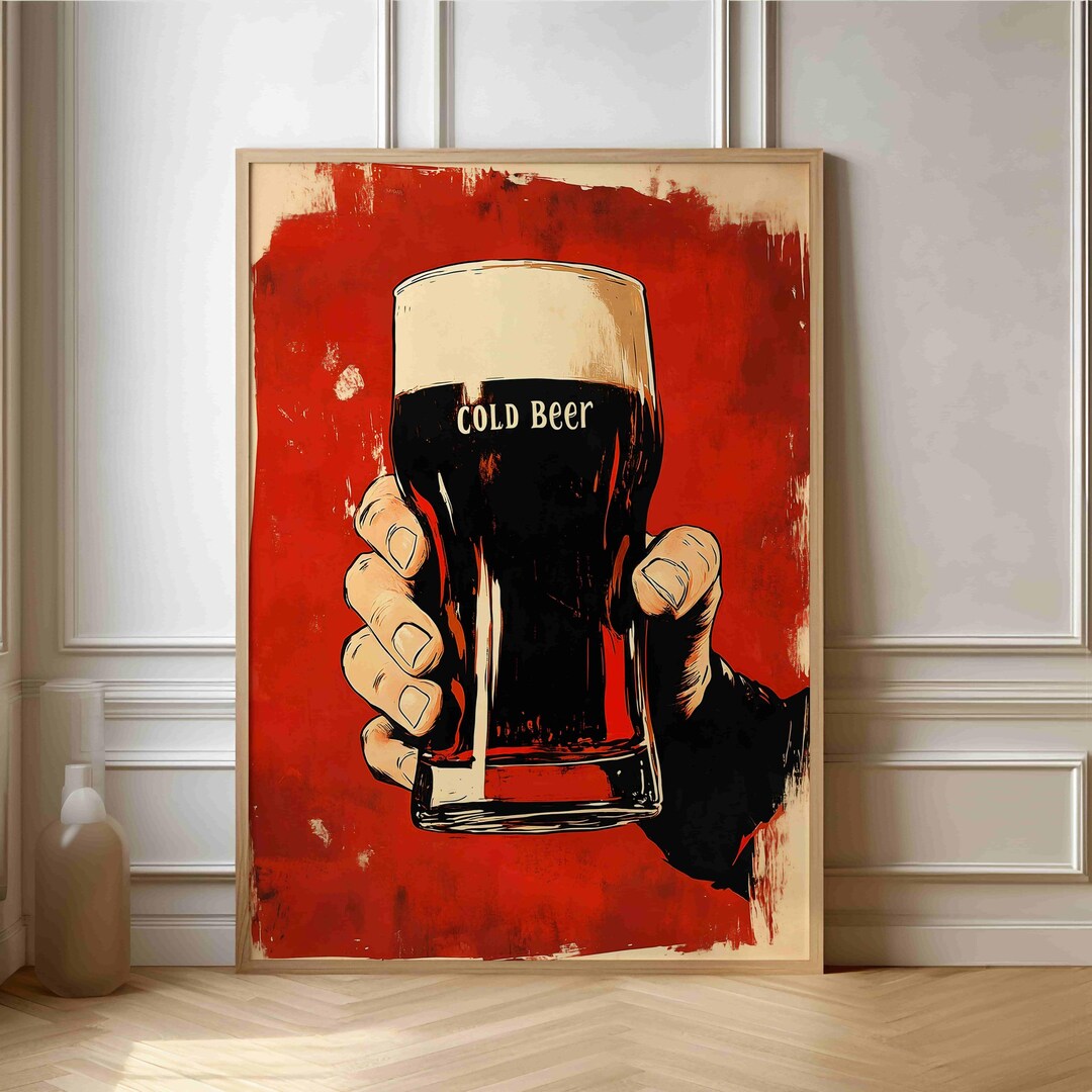 Retro Beer Poster - Vintage Style Artwork for Bar Decor - Etsy