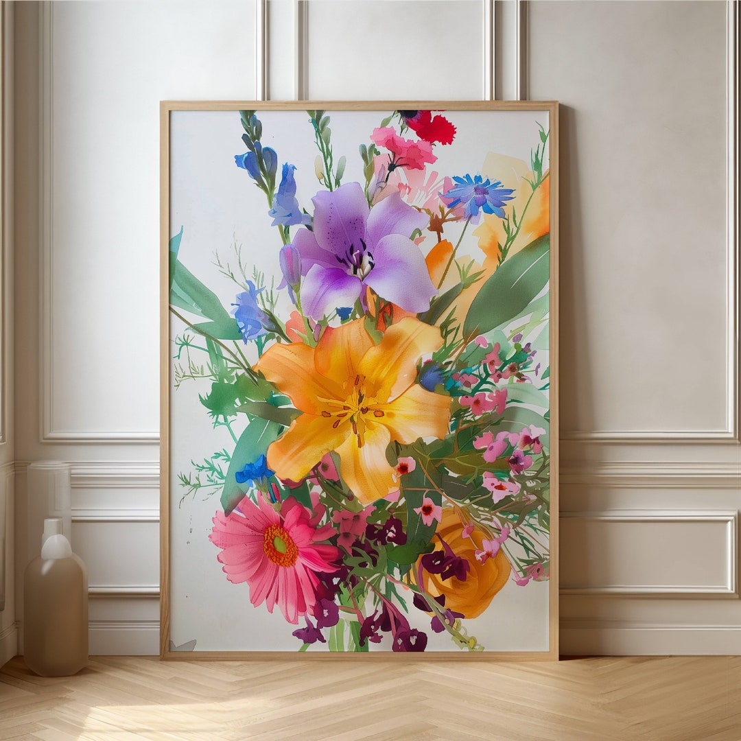 Bright and Beautiful Flower Bouquet Poster Lively Floral Art for Home ...