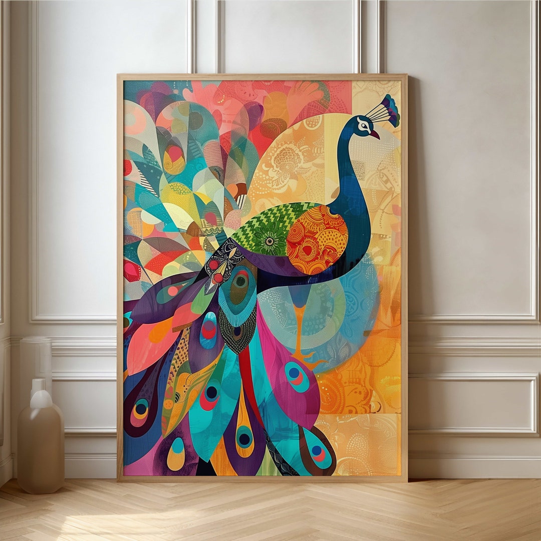 Vibrant Peacock Poster - Colorful Abstract Art for Home Decor - Etsy