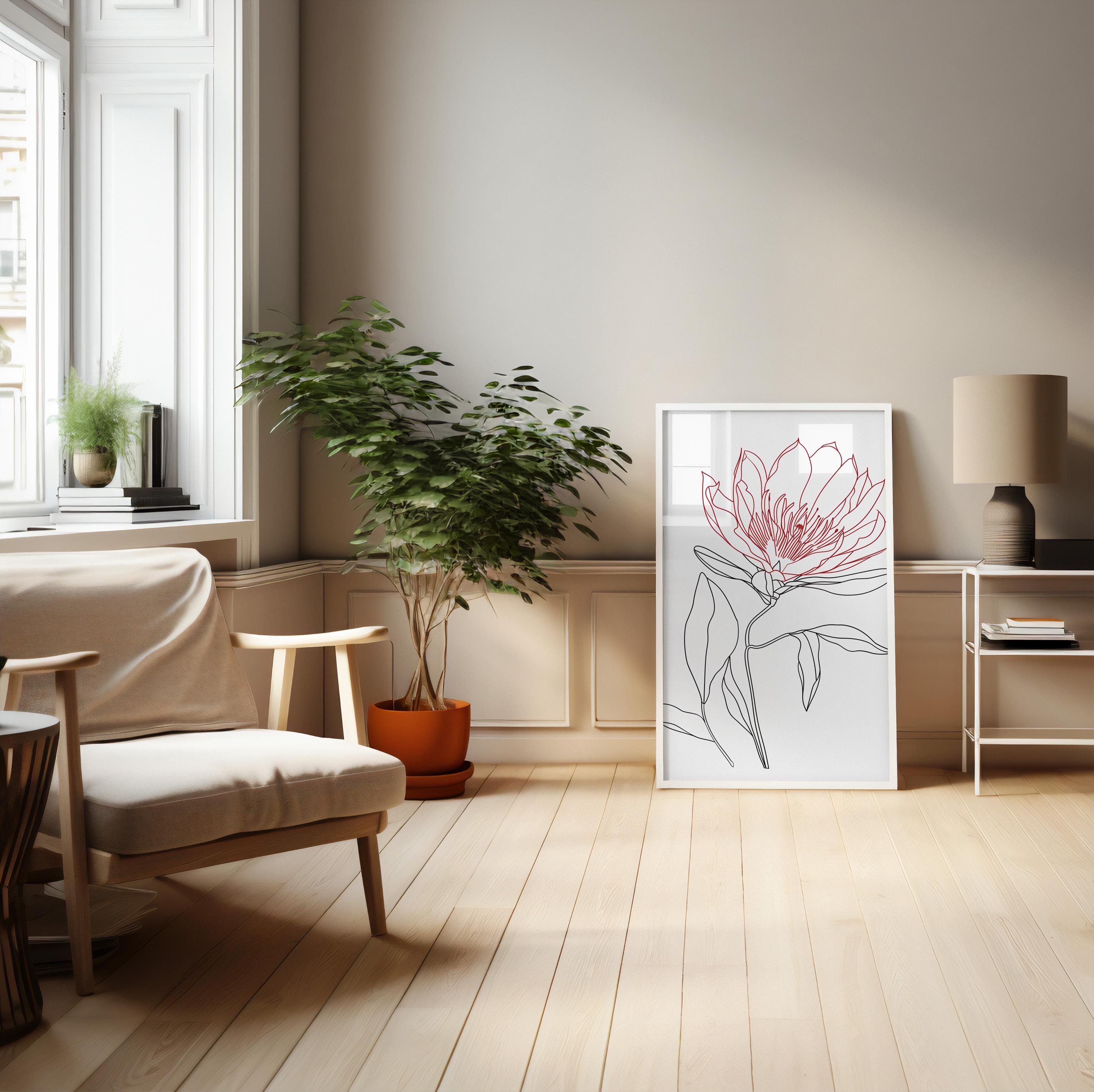 Modern Botanical Line Drawing Poster - Simple Flower Art Print - Etsy