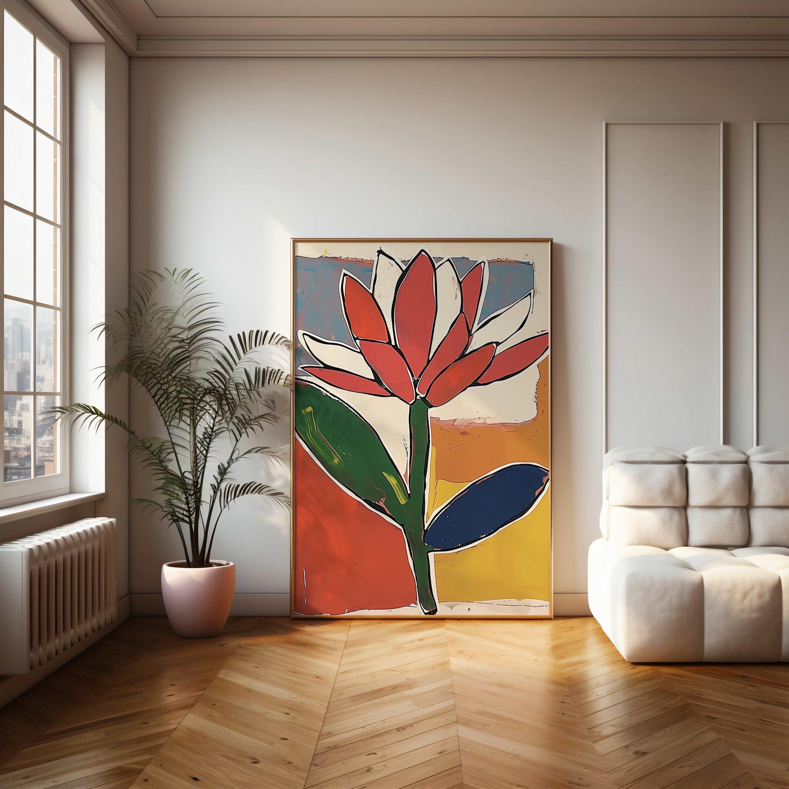 Colorful Floral Poster - Contemporary Abstract Flower Art for Living ...
