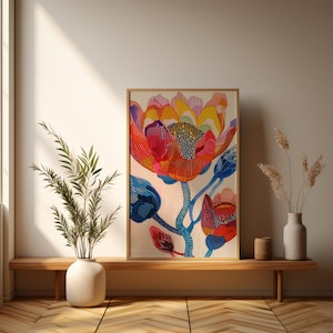 Eye-catching Abstract Botanical Poster - Colorful Modern Wall Art - Etsy