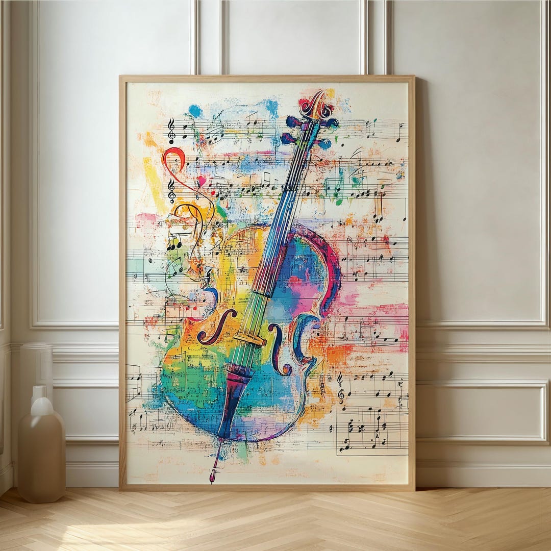 Vibrant Violin Art Print – Colorful Music Room Wall Decor - Etsy