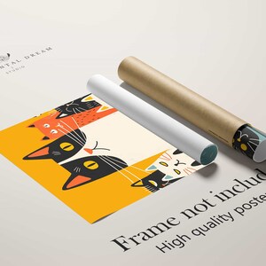 Whimsical Cat Family Poster - Modern Illustration Wall Art for Cat ...