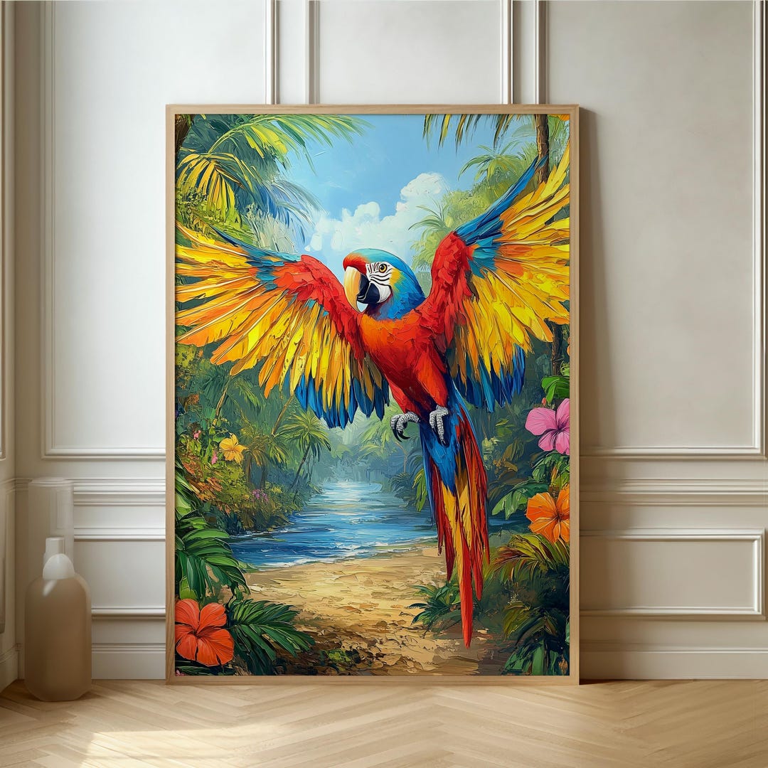Vibrant Macaw Paradise Poster - Stunning Tropical Bird Art, Colorful ...