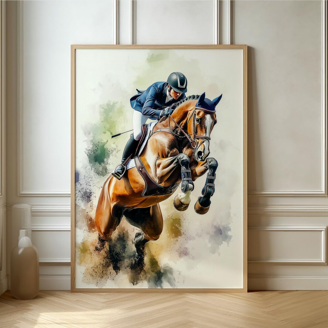Equestrian Jumping Horse Art Print – Dynamic Horseback Riding Poster - Etsy
