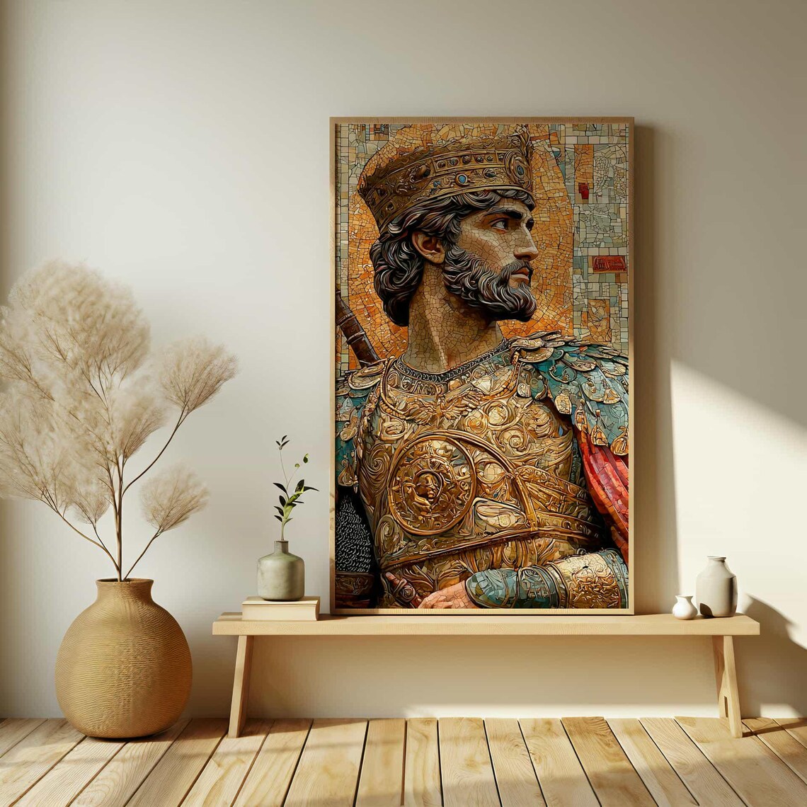 Majestic Emperor Mosaic Poster - Classic Byzantine Style Wall Art - Etsy