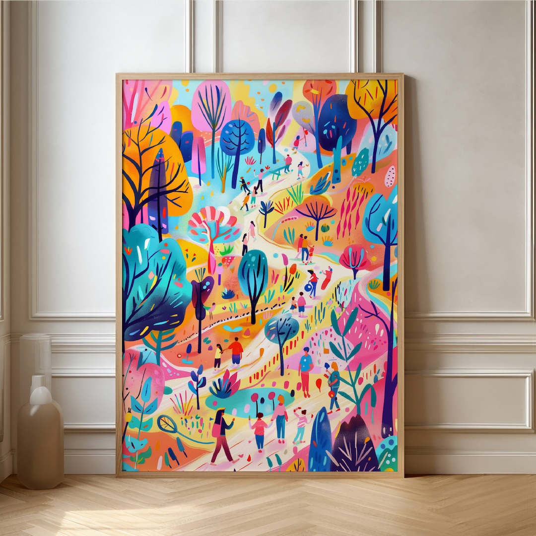 Colorful Summer Day Art Print - Abstract Children's Park Storybook ...