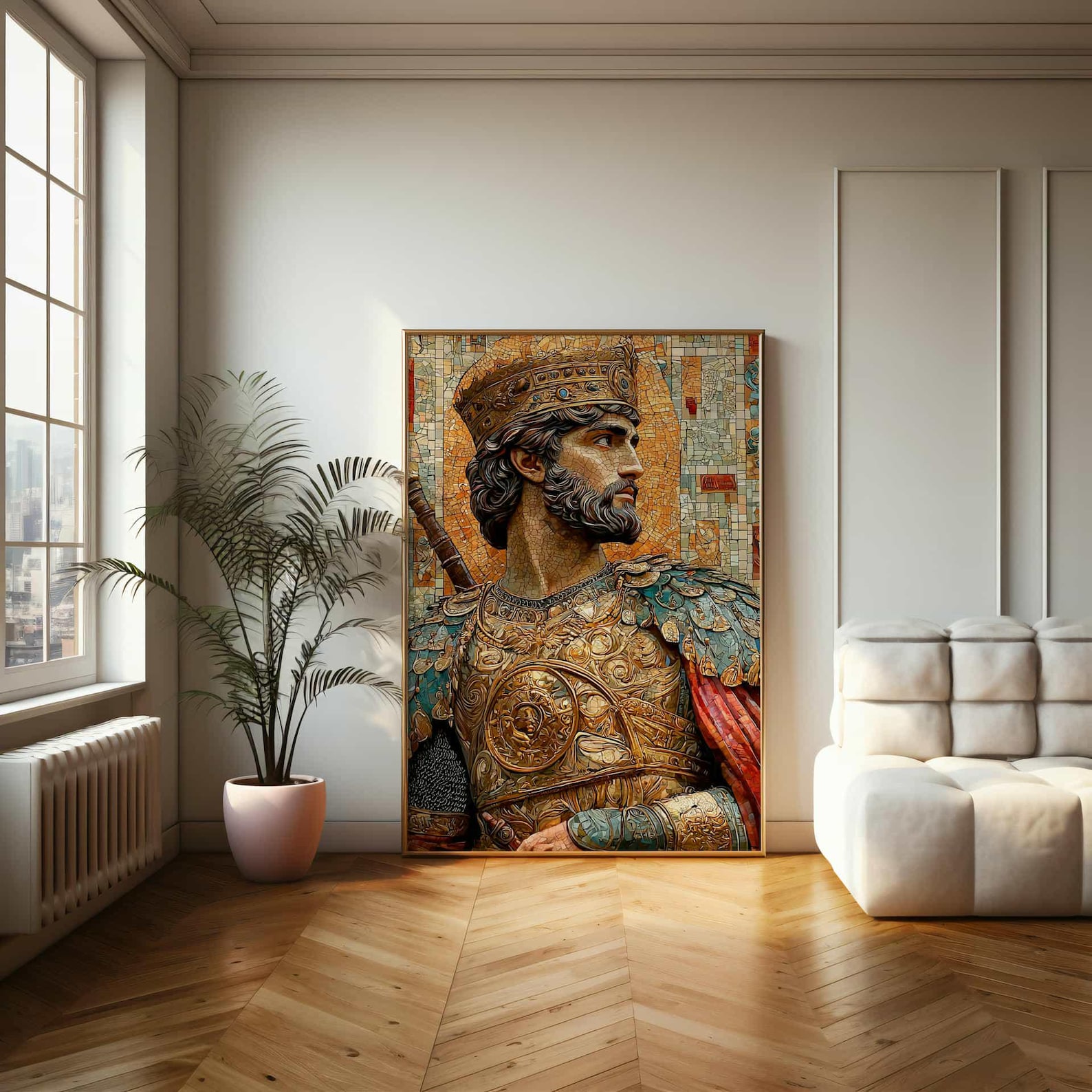 Majestic Emperor Mosaic Poster - Classic Byzantine Style Wall Art - Etsy