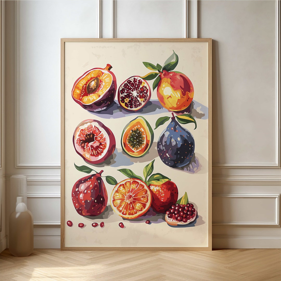 Tropical Fruits Art Poster - Decorative Kitchen Print for Food Lovers ...