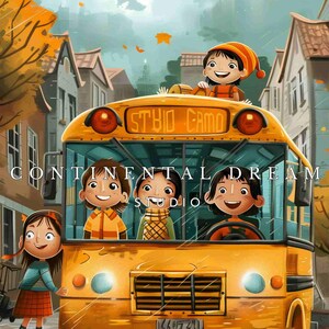 Whimsical School Bus Ride Poster - Colorful Kids Art for Classroom or ...