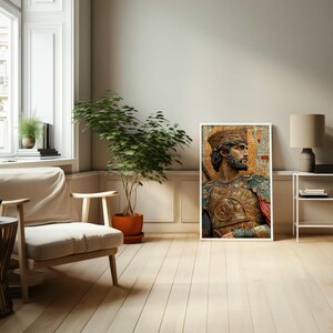 Majestic Emperor Mosaic Poster - Classic Byzantine Style Wall Art - Etsy