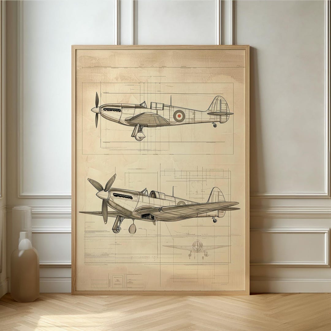 Vintage Aircraft Blueprint Poster - Detailed Mechanical Art for ...